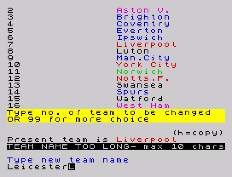 Football Manager ZX Spectrum 005 | The King of Grabs